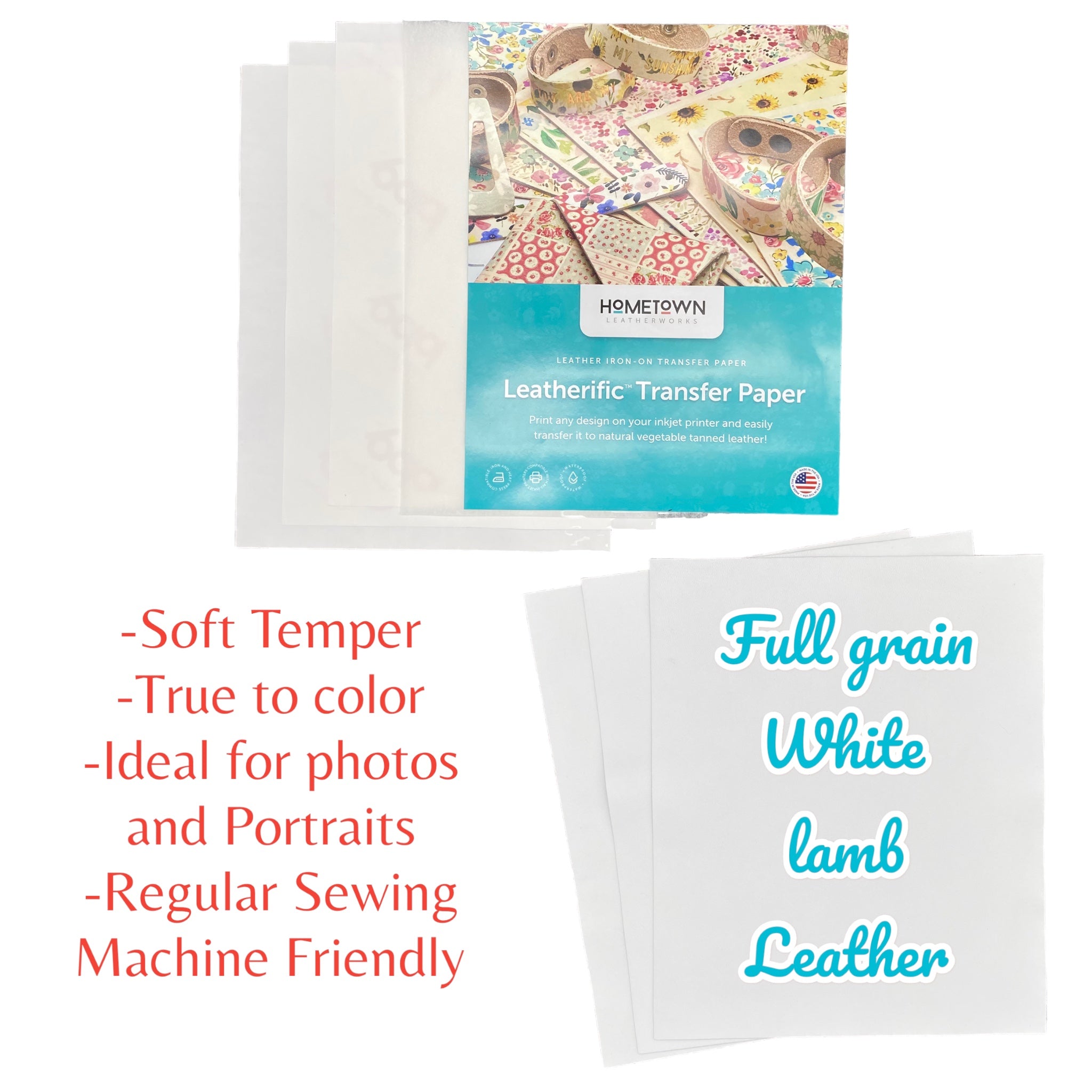 Leatherific Transfer Paper and White Lamb Leather Bundle 8 1/2" By 11 ...